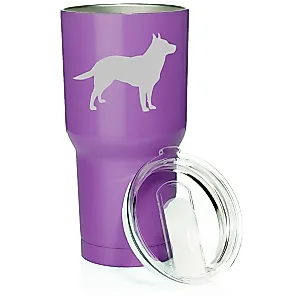 Smooth Body Tumbler Stainless Steel Vacuum Insulated Travel Mug Cup Gift Australian Cattle Dog (30 oz, Purple)