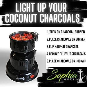 Coconut Charcoal Starter by Sophia Smokes - Electric Charcoal Burner with Smart Heat Control with Detachable Thongs