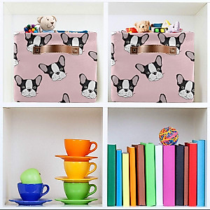 KEEPREAL French Bulldog Rectangle Storage Bin, 15 x 11 x 9.5 in, Collapsible Organizer Storage Basket for Home Décor