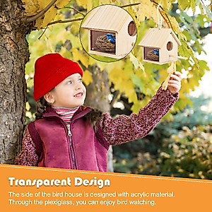 YUEPET Outdoor Bird Houses Transparent Wooden Bird House for Outside with Lanyard and Screws,Hanging Birdhouse Clearance for Finch Bluebird Cardinals Hummingbird