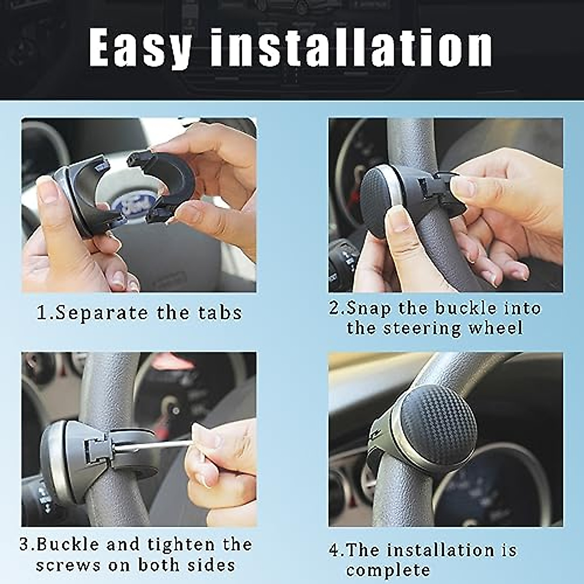 Pincuttee Steering Wheel Power Handle Spinner Knob,Carbon Fiber Steering Wheel Knob,Universal for Cars/Trucks/Tractors/Mowers/Forklifts,Steering Wheel Accessories(Carbon Fiber-Red,1PC)