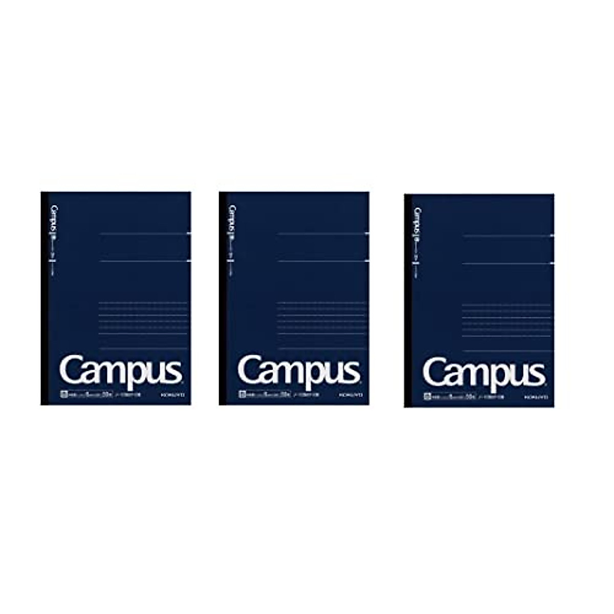 Kokuyo Campus Pre-Dotted Notebook, A5-dotted 6 mm Rule - 30 Lines X 50 Sheets - 100 Pages, Pack of 3 Dark Blue