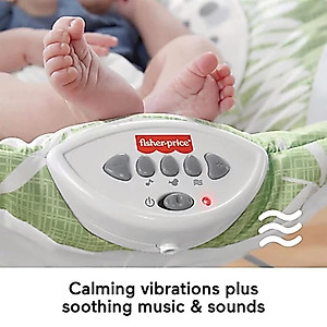 ​Fisher-Price Snow Leopard Deluxe Bouncer, Bouncing Baby seat with Soothing Music, Sounds, and Vibrations