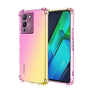 Compatible with Infinix Note 12 G96 Case Slim Shock Absorption Transparent TPU Soft Edge Bumper with Reinforced Corners Multicolor Gradient Protective Cover,Pink Gold