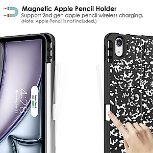 Supveco Case for iPad Air 11 Inch 2024,iPad Air 5th/4th Generation 10.9 Inch 2022/2020 with Pencil Holder-[Auto Wake/Sleep],Premium Folio Stand Soft TPU Back Cover for iPad Air 5/4 Gen-Book