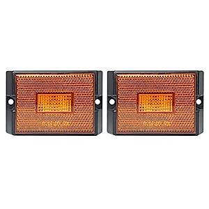 Serlainxin Led Trailer Marker Lights, Trailer Amber Side Marker Lights, Rectangular Light Reflectors For Trailers, Dot Approval Trailer Clearance Lights, Utility Trailer Running Lights, 2Pack