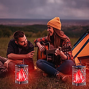 TomCare Solar Outdoor Lights, Red Flickering Flame Solar Lanterns Outdoor Waterproof Hanging Lights Upgraded LED Solar Garden Lights Decorative Solar Landscape Lights for Patio Deck Yard, 2 Pack