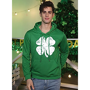 Arvilhill St Patrick's Day Sweatshirt Men's Green Shamrock Irish Printed Hoodie CLOVER XL