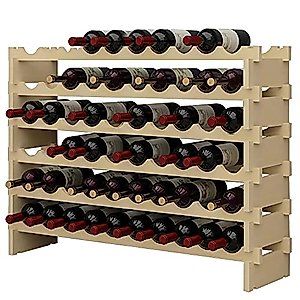 DlandHome 60 Bottle Capacity Stackable Storage Wine Rack 6-Tier Standing Bottles Wood Storage Shelf DUS-BY-WS002