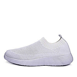 AKINGIO Womens Walking Shoes Fashion Tennis Sneakers Athletic Non Slip Lightweight Casual Running Shoes White US 7.5