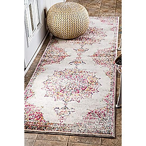 nuLOOM Leola Vintage Medallion Area Rug, 5' x 7' 5", Pink