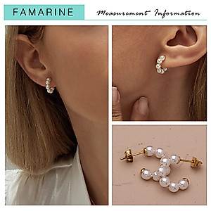 Small Pearl Hoop Earrings for Women 2 Pairs, Lightweight Pearl Hoops Jewelry