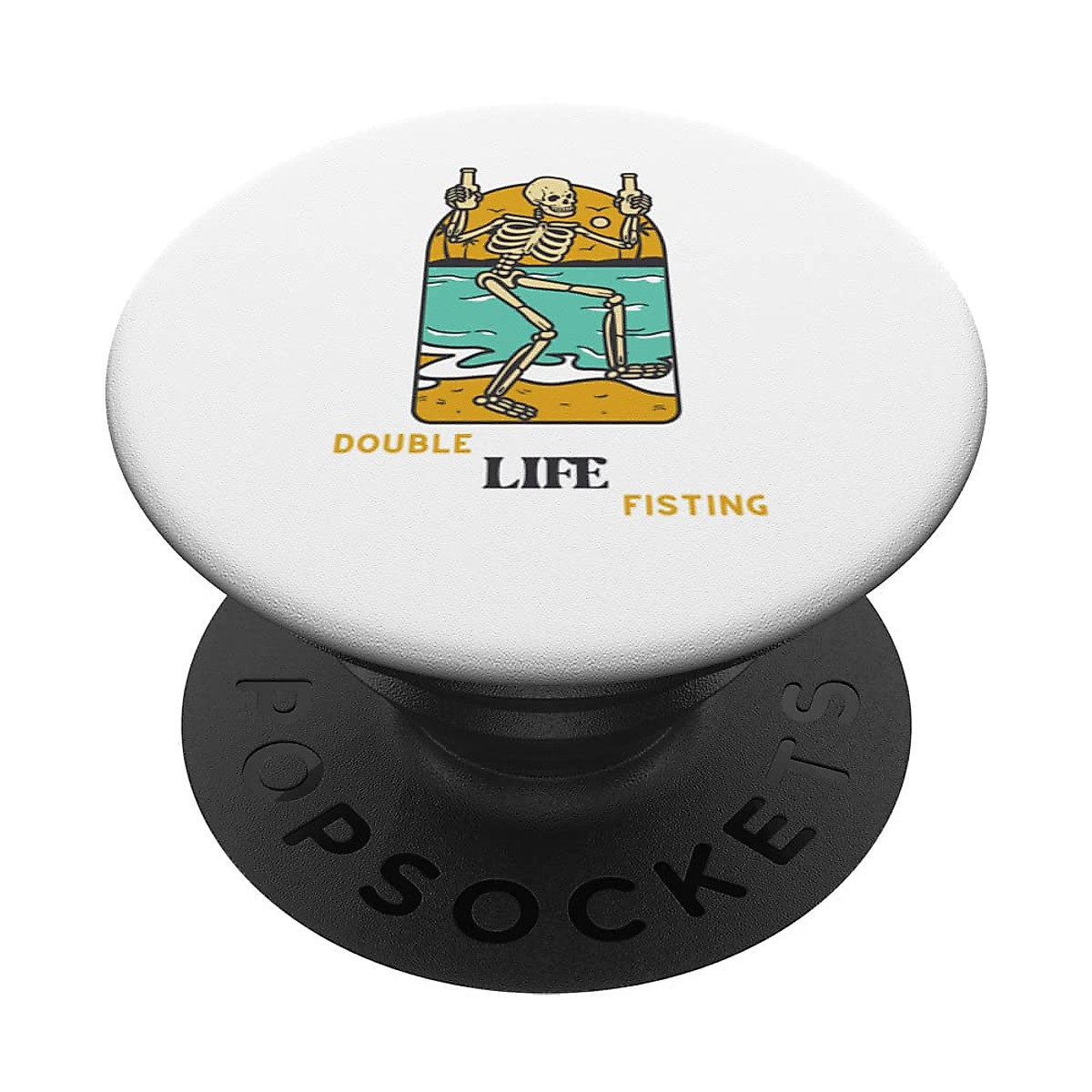 Funny Double Fisting Life with Skeleton Alcohol Summer Fun PopSockets Swappable PopGrip