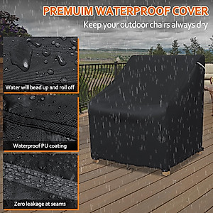 STARTWO Patio Chair Covers Outdoor Furniture Covers Waterproof Fit for 32" Lx 37" W x 36" H, Lounge Deep Seat Cover, Heavy Duty Chair Covers for Lawn Furnitures, Black