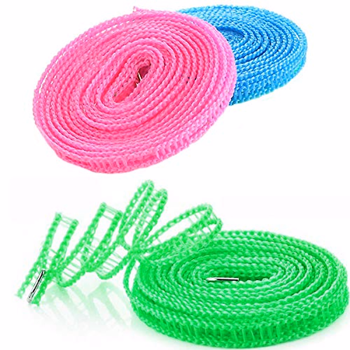 Foshine Clotheslines 3 Pack Blue Pink Green 1.64ft Length Camping Clothesline Clothes Drying Rope Portable Windproof Travel 5m Clothesline for Indoor Outdoor Laundry Windproof Clothes Line