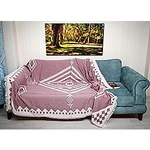 Bersuse 100% Cotton Bahamas XL Throw Blanket Turkish Towel - 75x90 Inches, Burgundy