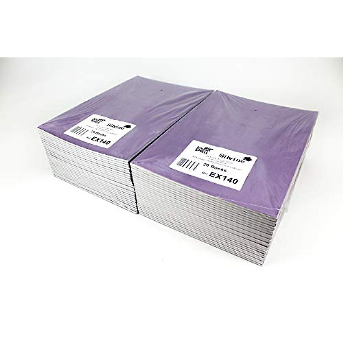 Silvine Tough Shell A4 Exercise Book, 80 Pages 8mm Feint & Margin. Purple Laminated Cover [Pack of 50]