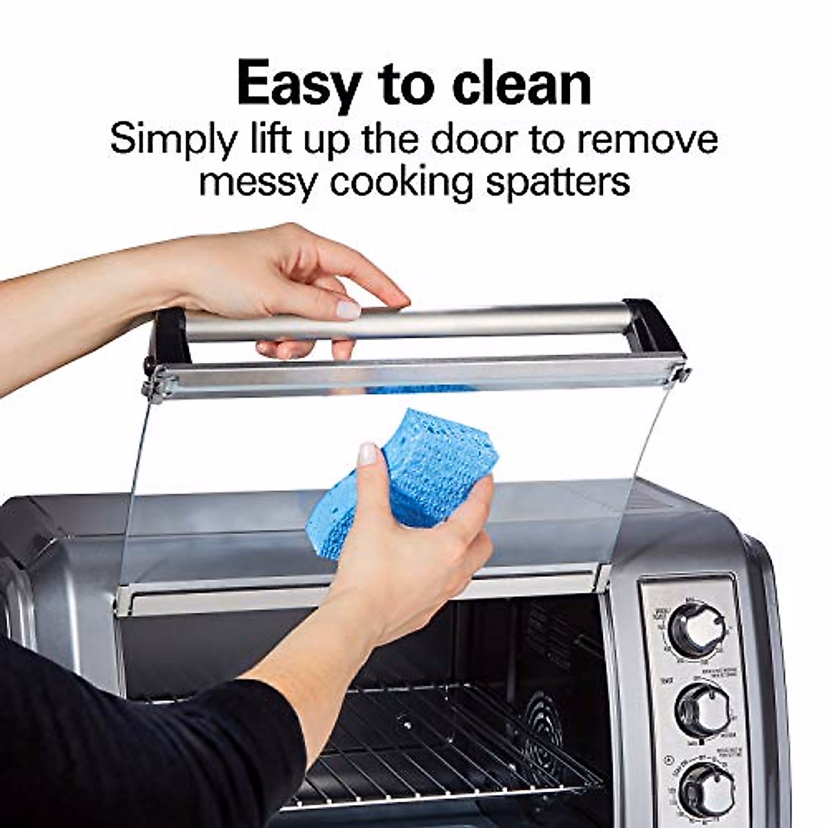 Hamilton Beach 31436 Sure-Crisp Air Fryer Countertop Toaster Oven, 6 Slice, Fits 12” Pizza, 1500W, Easy-Reach Access Door, Powerful Circulation, GREY