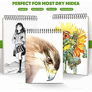 Soucolor School Supplies 9" x 12" Sketch Book for High College Teacher Student, 1-Pack 100 Sheets Spiral Bound Art Sketchbook, Acid Free (68lb/100gsm) Artist Blank Book for Kids, Back to School Stuff