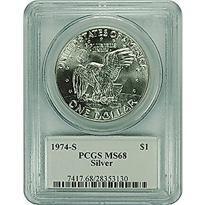 1974 Eisenhower IKE SILVER Presidential Label Dollar MS-68 PCGS