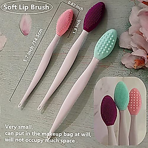3 PCS Lip Scrub Brush, Double-Sided Silicone Exfoliating Lip Brush, Exfoliating Brush for Men Women Lip Brush Mini Exfoliating Lip Brush lip lightening for dark lips