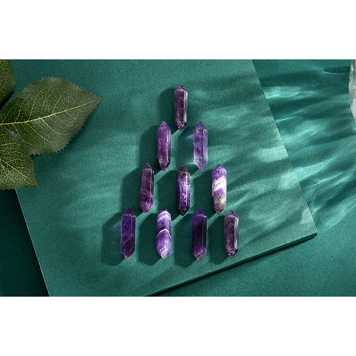 10 PCS Amethyst Crystals Set Wands Polished Healing Crystal Stones Bulk Natural Hexagonal Pointed Reiki Energy Balancing Meditation Therapy Wand Gift