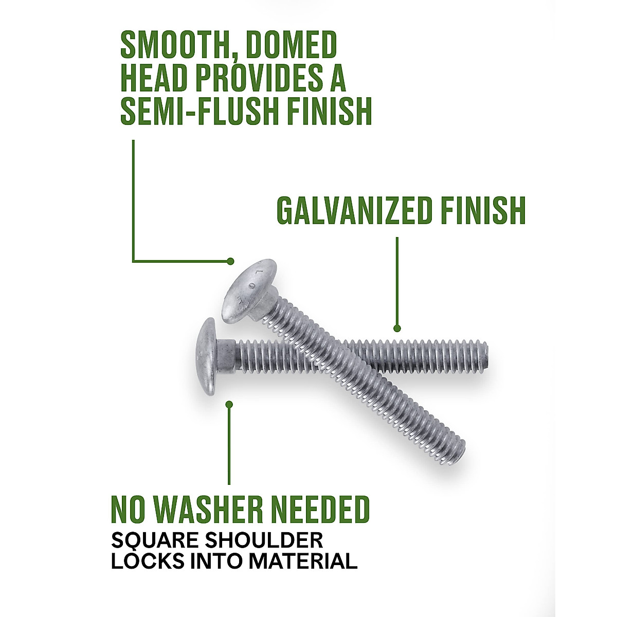 Hillman Group Galvanized Carriage Bolt 1/2” x 4”, 25 Count, Blunt Point, Alloy Steel, Self-Locking Round Head Fasteners, for Wood and Metal, No Washer Needed, Rust-Resistant (812620) 25 pack