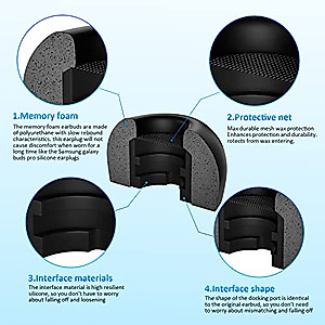 Foam Ear Tips for Samsung Galaxy Buds Pro, 3 Size Premium Memory Foam Tips Replacement for Samsung Galaxy Buds Pro Tips, Ultimate Comfort, No Silicone Eartips Pain,Reduce Noise. 3 Pairs (S/M/L, Black)
