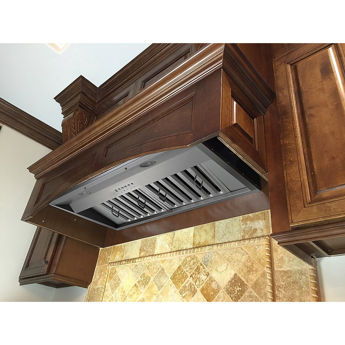 KOBE IN2648SQB-1100-5A Deluxe 48" Built-In/ Insert Range Hood, 6-Speed, 1100 CFM, LED Lights, Baffle Filters, Stainless steel