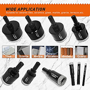 ASNOMY 10PCS Diamond Hole Saw Set, 1/4"-2"Inch Serrated Brazing Tile Hole Saw Diamond Core Drill Bits Set with EVA Mold Hole Saw Guide Jig for Porcelain Tile Glass Ceramic Stone Granite Marble