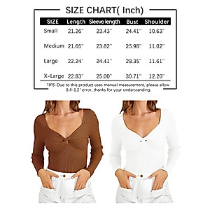 LILLUSORY Women's 2025 Twist Knot Fall Clothes Fashion Outfits Top Ribbed Long Sleeve 2025 Caramel Large
