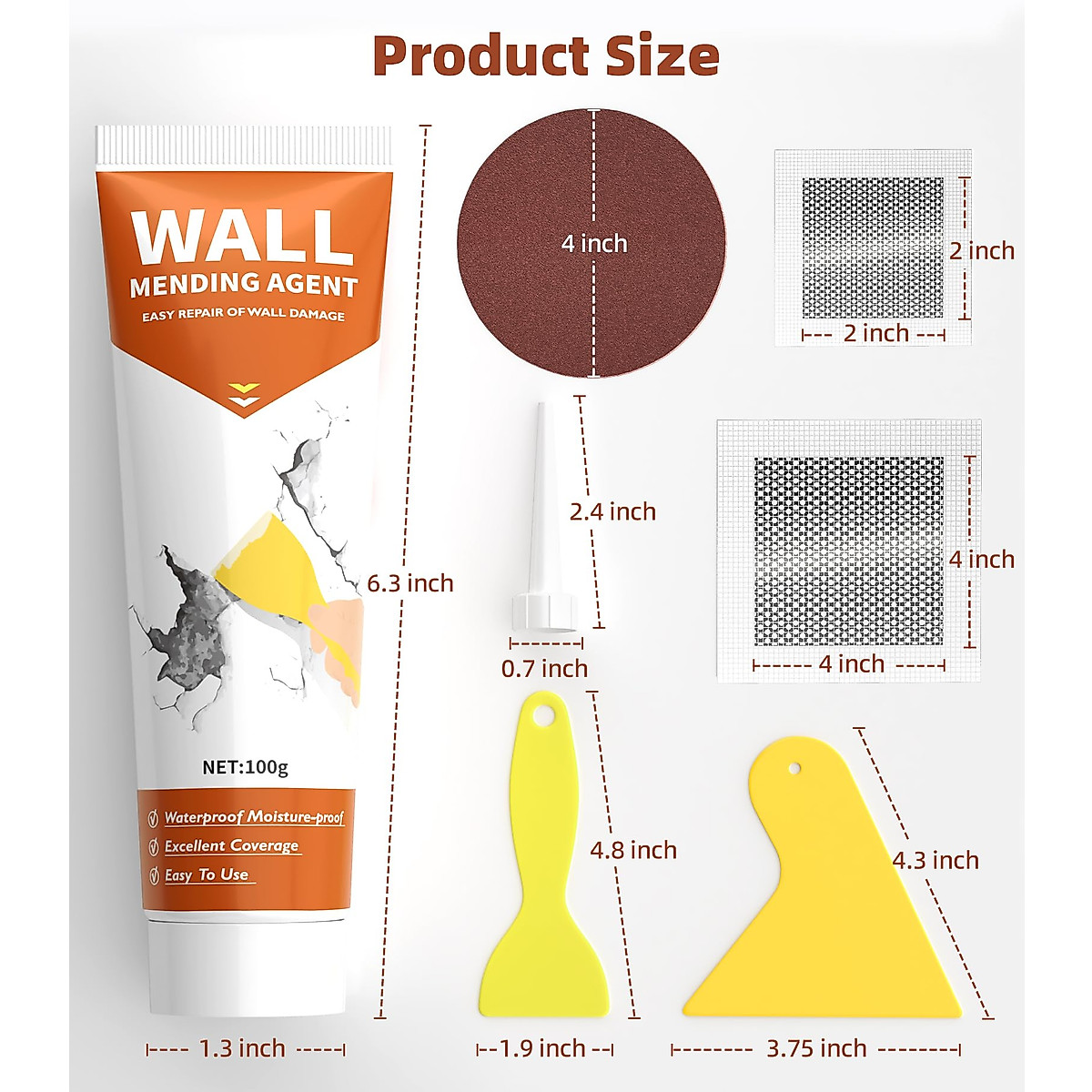Spackle Wall Repair Kit,Drywall Repair Patch Kit,Simple Small Wall Hole Filler＆Efficient Crack Repair,2 Pack Wall Putty Paste,Plaster Ceiling Repair,Apartment Friendly.