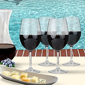 Lily's Home Unbreakable Cabernet and Merlot Bordeaux Red Wine Glasses, Made of Shatterproof Tritan Plastic, For Indoor and Outdoor Use, Reusable and Dishwasher-Safe, Crystal Clear 20 oz.
