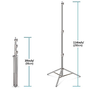 Neewer 3-Pack Stainless Steel Light Stand with 1/4 -inch to 3/8-inch Universal Adapter 39-102 inches/99-260 Centimeters Foldable Support Stand for Studio Softbox,Umbrella,Strobe Light,Reflector,etc