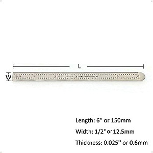 WeldingStop 6 in Machinist Ruler Scale 5R 10ths 1/100 1/32 1/64 Graduation Flexible Decimal Inch Steel Rule