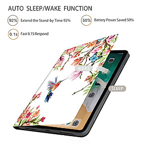 Case for iPad Air 11-Inch 2024, Case for iPad Air Case 5th/4th Generation 10.9 Inch, Case for iPad Air 11 Multi-Angle View Shockproof Case with Adjustable Stand Auto Wake/Sleep,Flowers Hummingbird