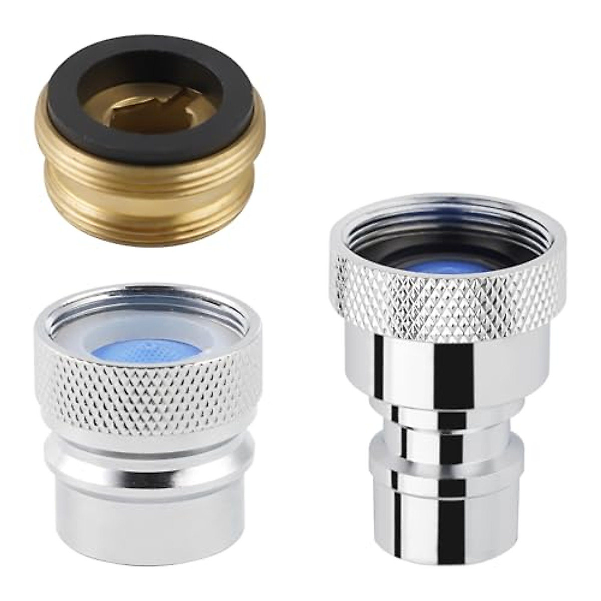 2pcs Portable Dishwasher Faucet Adapter, Sink Faucet Adapter Connection for Dishwasher, Can Be Used As Faucet Aerator, 15/16-27 Male Outside and 55/64-27 Female Inside, Chrome