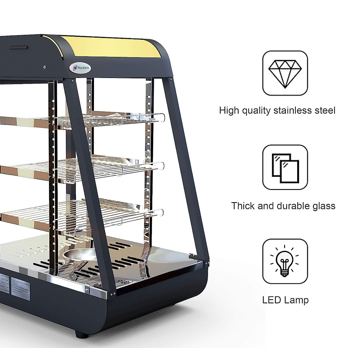 Commercial Food Warmer - Nurxiovo Countertop Pizza Warmers Display L15 x W19 x H25'' Pastry Patty Warmer Case for Buffet Restaurant Shop Heater Food Service