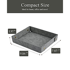 CASIRENA Faux Leather Valet Tray Organizer for Men - Catch-All Tray for Entryway Table Key, Wallet, Watch, Coin Change, Phone, Dresser EDC Dump Jewelry, Bedside Nightstand Desk-top Catchall Tray