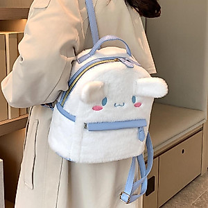 ACCENE Cute Furry Plush Cinnamoroll-Dog Backpack - Mini Girls Backpacks Great Gift for Kids