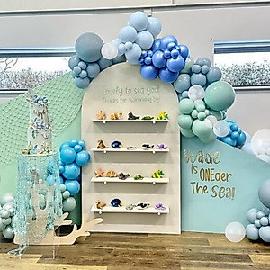 Under The Sea Balloons, 12 Inchs Turquoise Teal Blue Clear Metallic Balloons for Kids Ocean Shark Under The Sea Themed Pool Party Baby Shower Birthday Beach Decorations