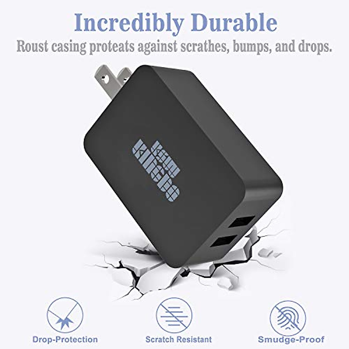 Micro USB Fast Charger, Android Charger with Android Cable, Dual Port USB Wall Charger, Compatible with Samsung Galaxy S7 S6 J8 J7 Note 5,Kindle,LG,PS4,Camera, with 6.6FT Micro USB Cable (Black)