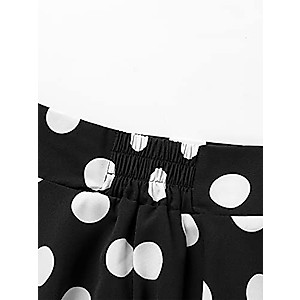 Choies Women Pleated Vintage Skirt Polka Dot Pleated Skater Midi Skirt Summer Skirt L