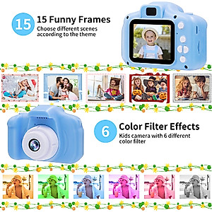Kids Camera Waterproof Underwater Camera for 3-12 Year Old Boys Girls 2 Inch IPS Screen 1080P HD Digital Kids Video Camera Indoor Outdoor Action Cameras Best Christmas Birthday Gifts