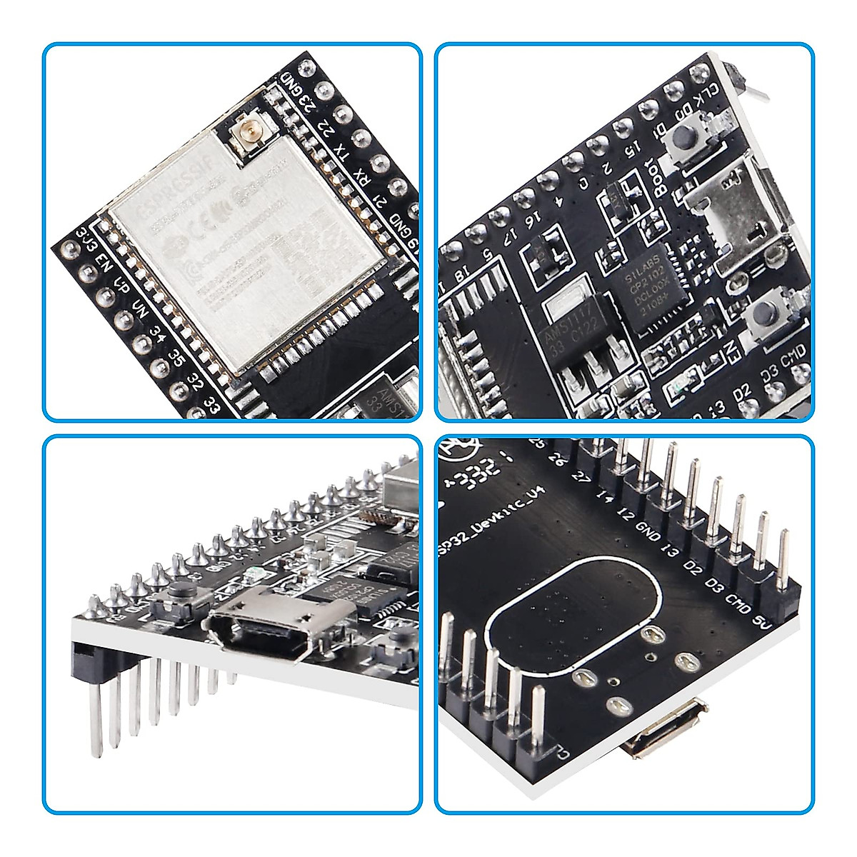 Alinan 4pcs ESP32-DevKitC Core Board ESP32 Development Board ESP32-WROOM-32U WiFi Bluetooth Development Board for Arduino IDE(ESP32-WROOM-32U)