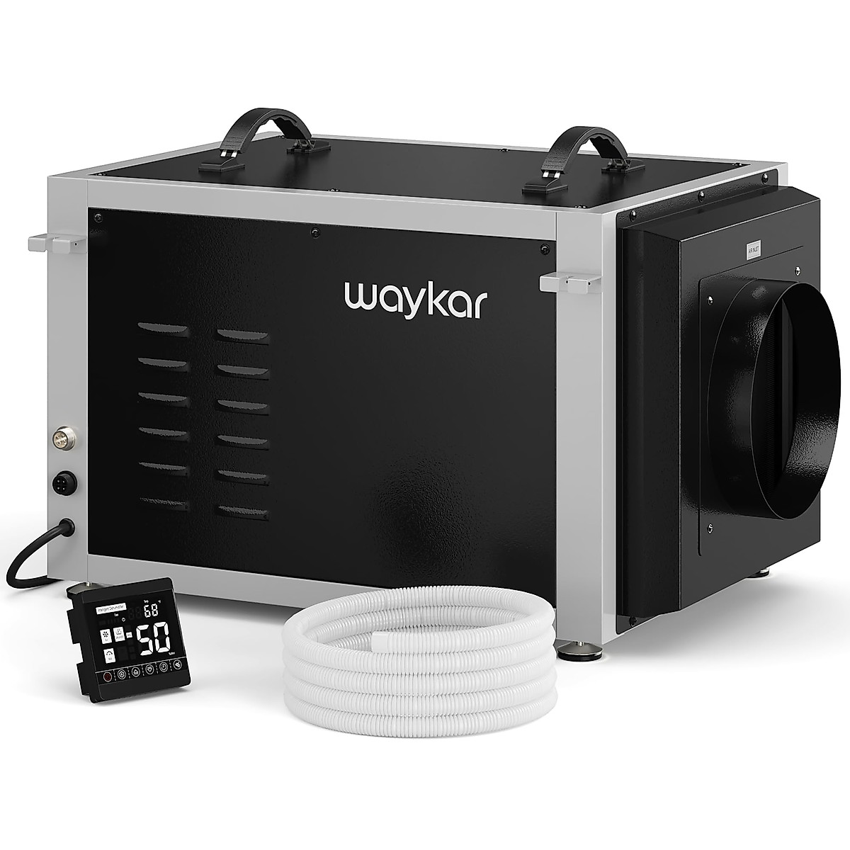 Waykar 158 Pints Commercial Dehumidifier for Crawl Spaces, Dual Duct HVAC Industrial Dehumidifier with Drain Hose for Whole House, Basements, 5 Years Warranty.