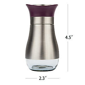 Evelyne Salt Pepper Seasoning Glass Shaker with Stainless Steel Cover 2 pcs Pack Set (Purple)