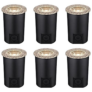 LEONLITE 3W Well Lights Landscape LED In Ground, 320LM 12-24V AC/DC Landscape Pathway Lights, IP67 Waterproof Aluminum Paver Light, 3000K Warm White CRI 90 for Garden Yard, Pebble Grey, Pack of 6