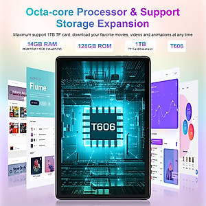 OSCAL 10.1 Inch Tablet(14+128GB) 1TB Expansion, Android 12 Tablet Computer, 13+8MP Camera, Octa-Core Processor, 6580mAh Battery, BT 5.0, 2.4G/5G WiFi, Parent Control, Google GMS Certified