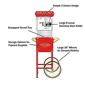 Superior Popcorn Company 4650 SPC Movie Night Full Popcorn Machine, 8 oz, Red Floral